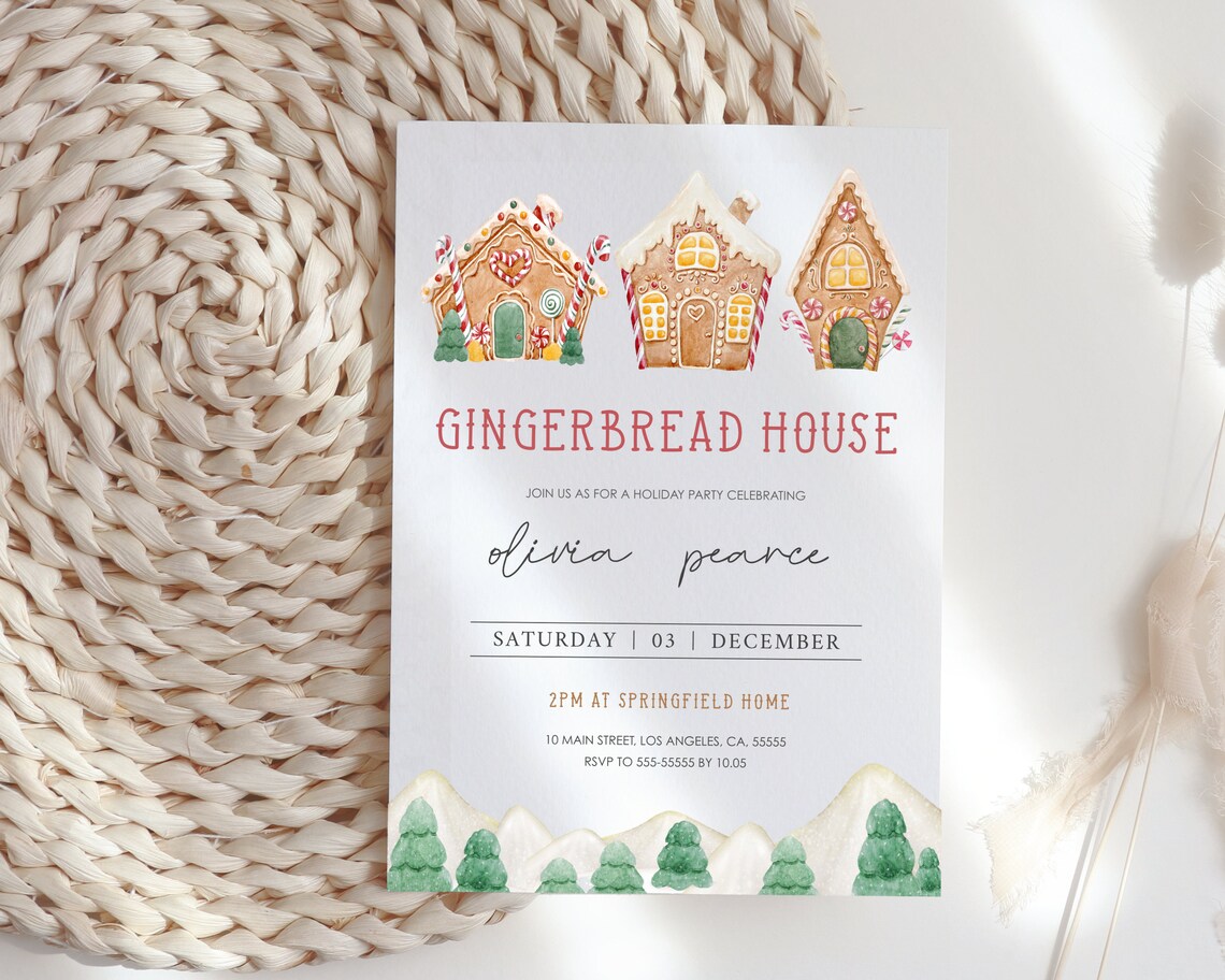 Gingerbread House Party Invitation Printable Christmas Party - Etsy