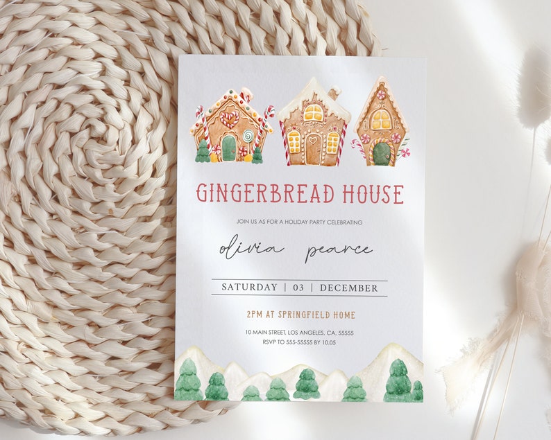 Gingerbread House Party Invitation, Printable, Christmas Party Invite ...