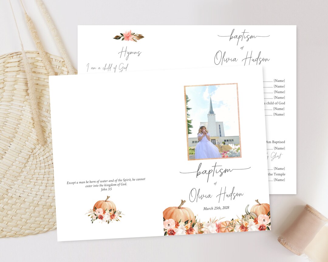 Girl Baptism Program Pumpkin Fall, Printable Template, LDS Girl Baptism ...