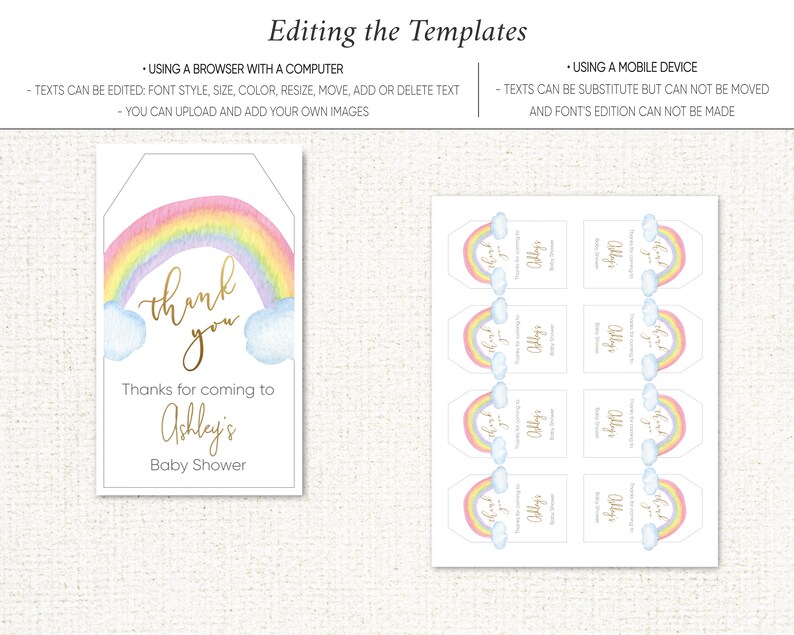 Rainbow Baby Shower Favor Tags Thank You Tag Printable Rainbow - Etsy