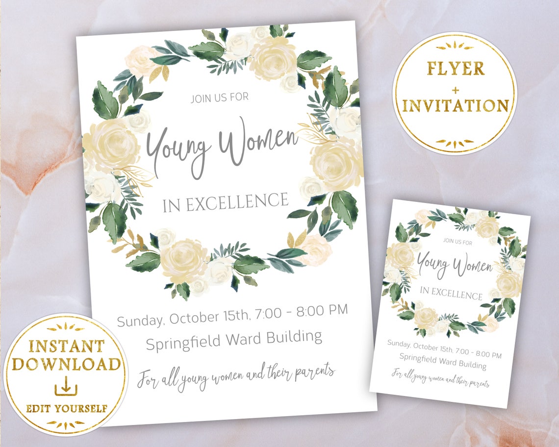 Young Women in Excellence Invitation Flyer Sign Editable | Etsy