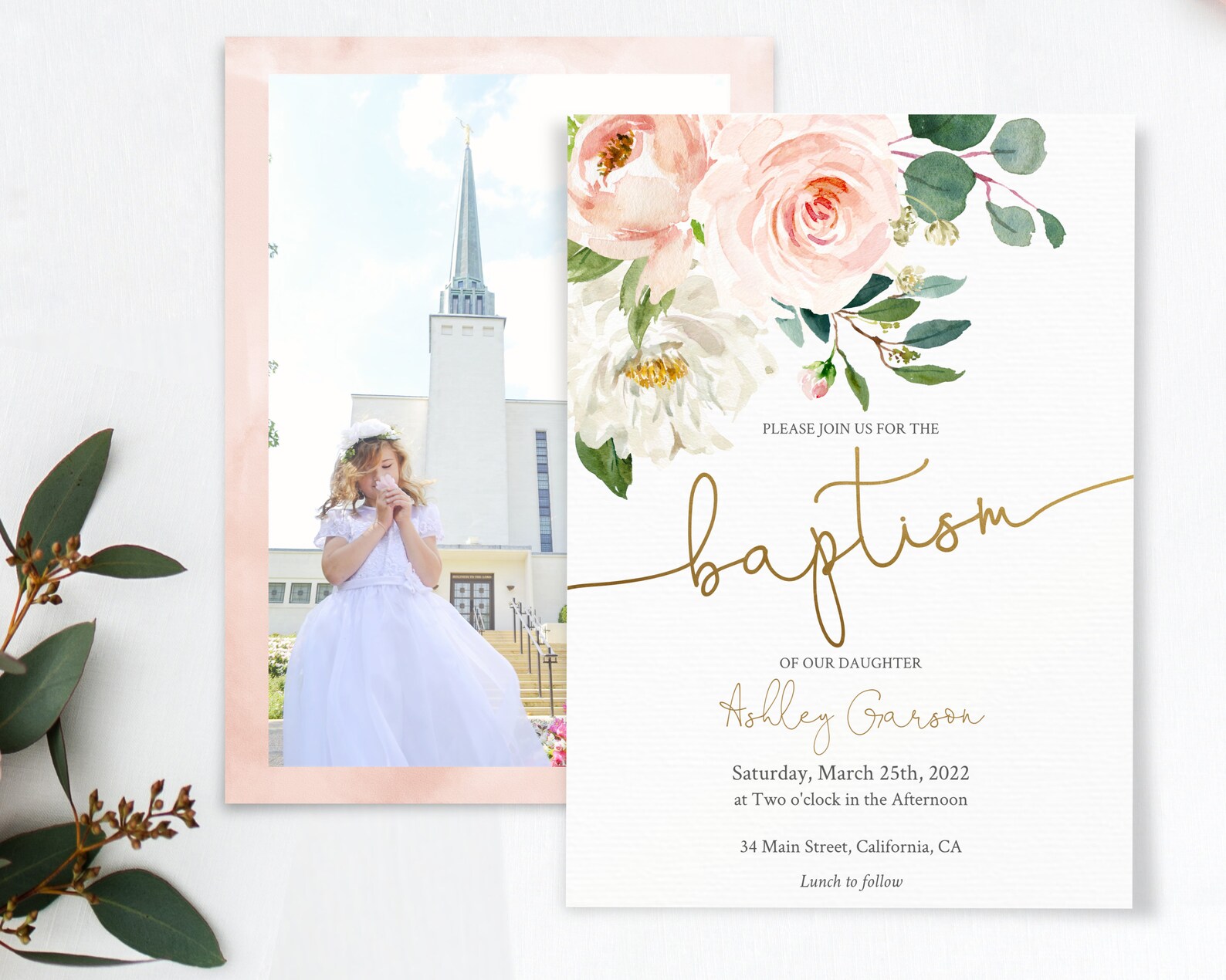 Baptism Invitation Printable Template LDS Girl Baptism - Etsy