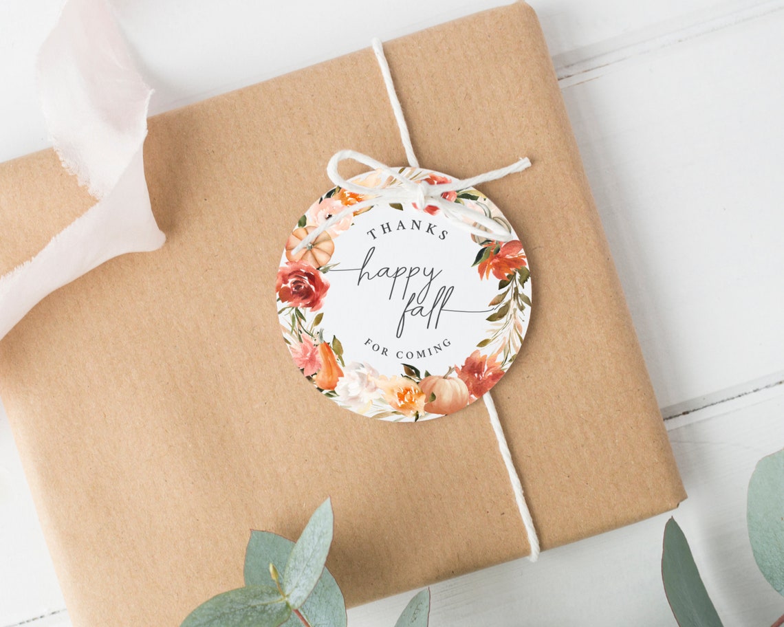 Fall Pumpkin Thank You Tag Round Label Printable Circle Tag - Etsy