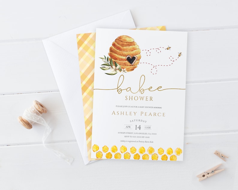Bee Baby Shower Invitation Printable Bee Hives Babee Shower - Etsy