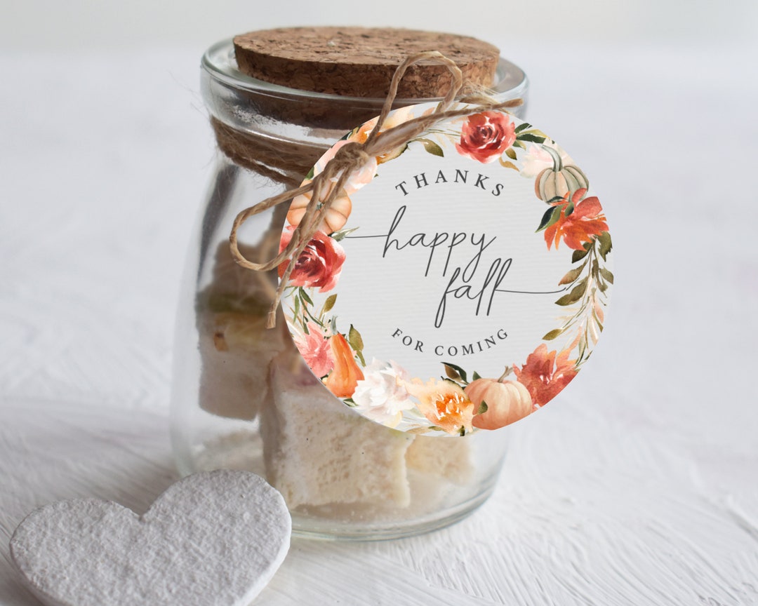Fall Pumpkin Thank You Tag Round Label Printable Circle Tag Autumn ...