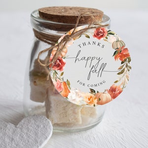 Fall Pumpkin Thank You Tag Round Label Printable Circle Tag Autumn ...