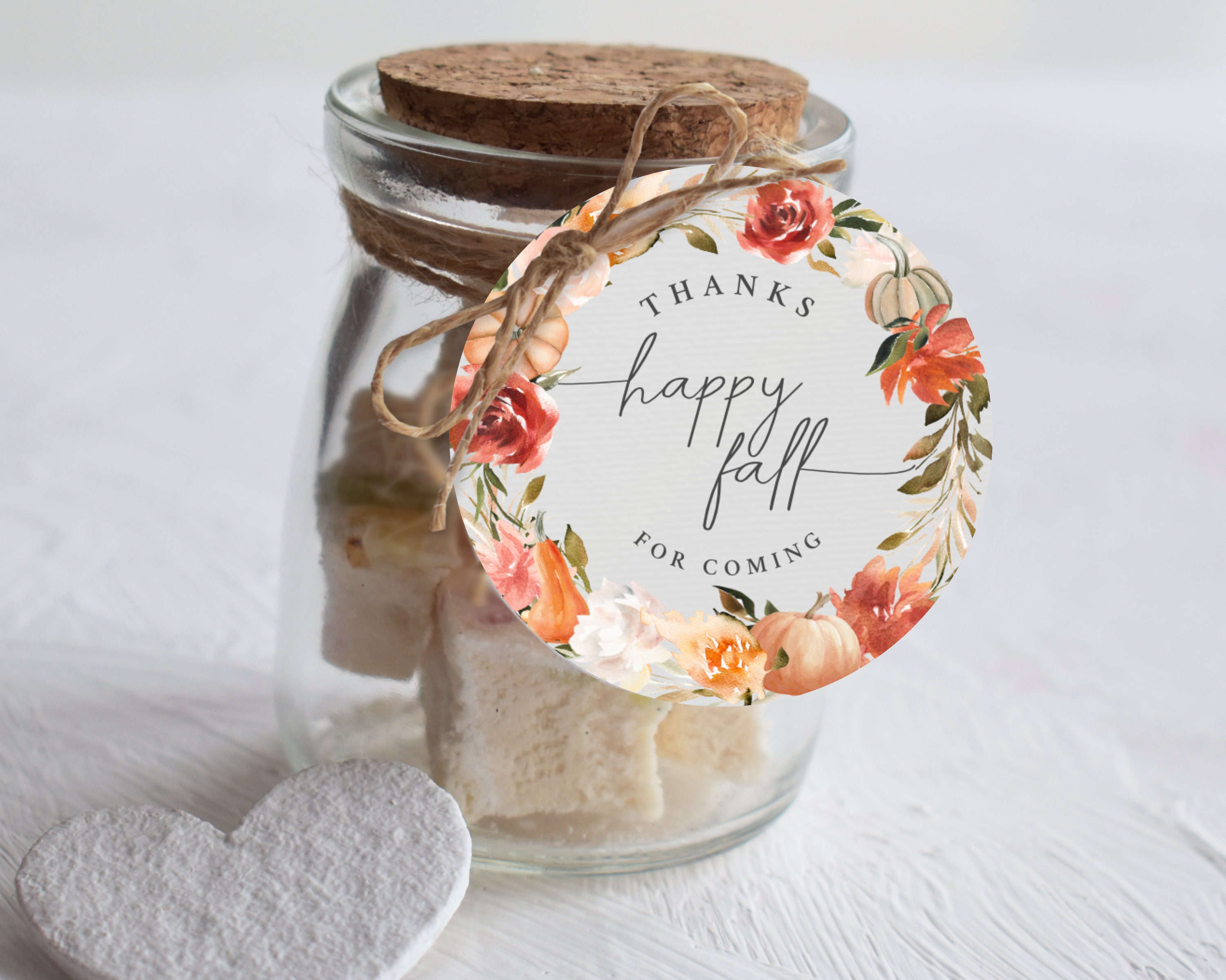 Fall Pumpkin Thank You Tag Round Label Printable Circle Tag - Etsy