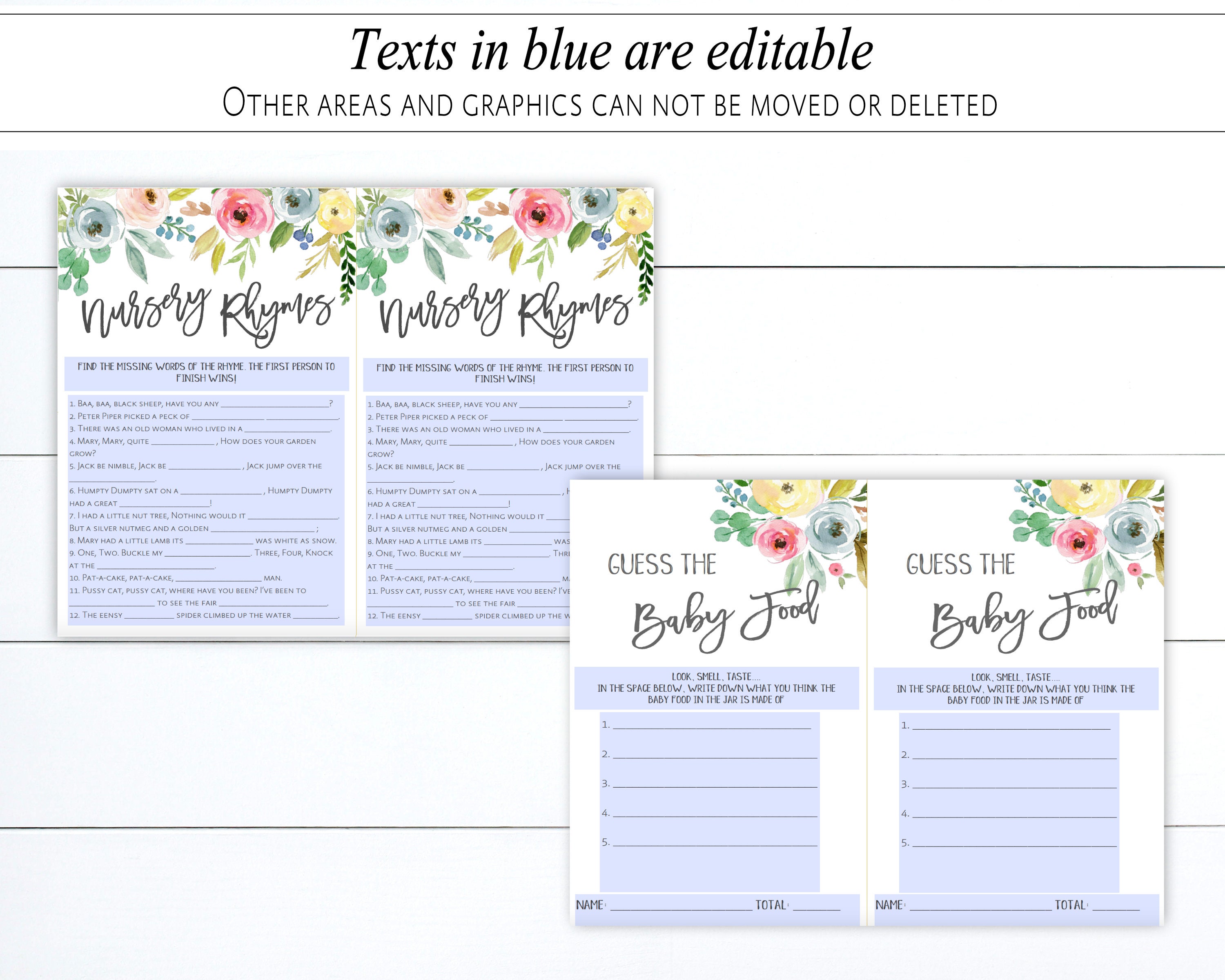 Watercolor Floral Baby Shower Games Bundle (digital Download) - Etsy