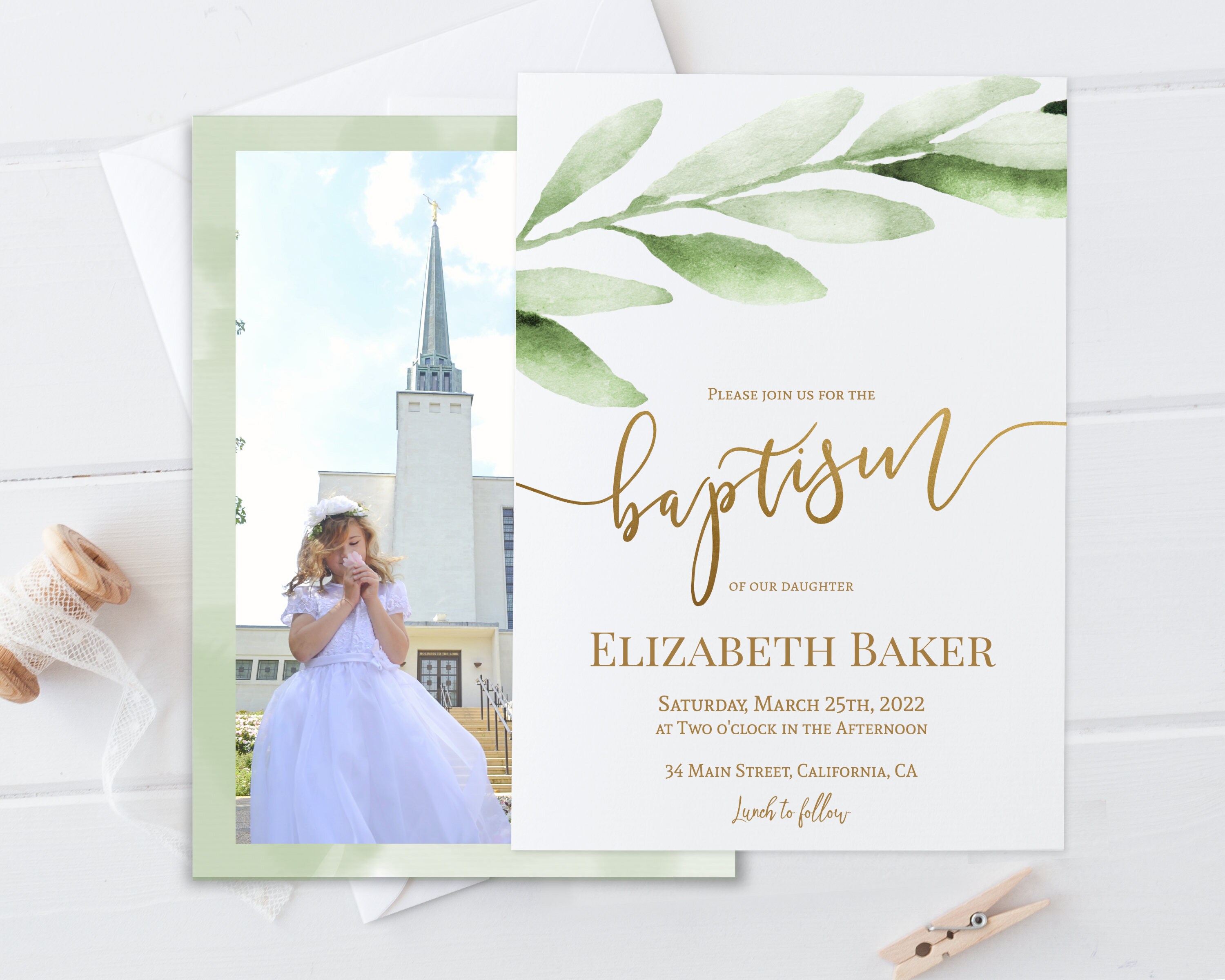 Baptism Invitation Printable Template LDS Girl Baptism | Etsy