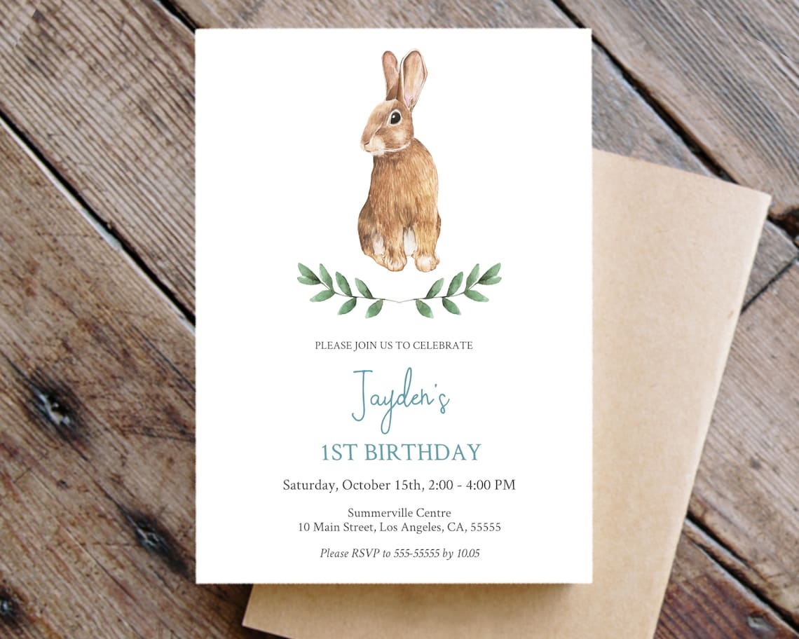 Bunny Birthday Invitation Printable Peter Rabbit Invite - Etsy UK