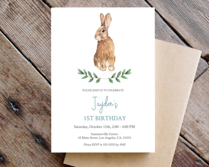 Bunny Birthday Invitation Printable Peter Rabbit Invite - Etsy