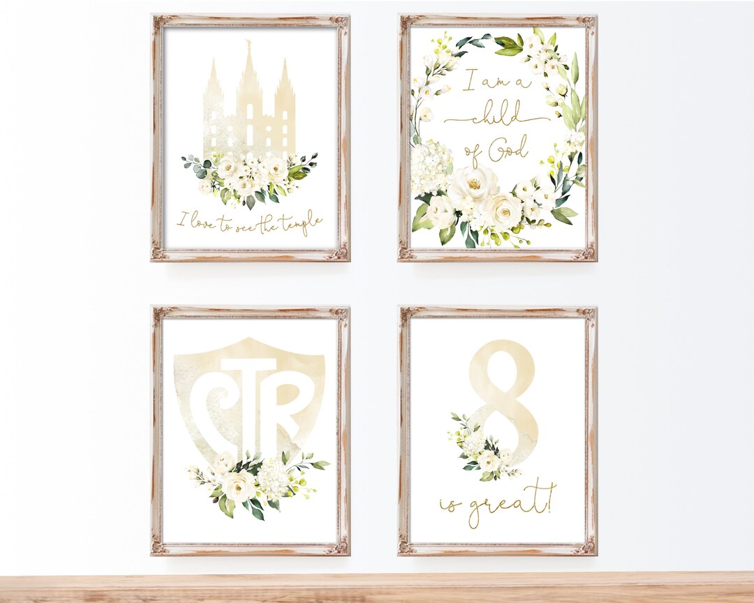 LDS Temple Art Prints: Floral Watercolor Set of 4 (digital Download) - Etsy