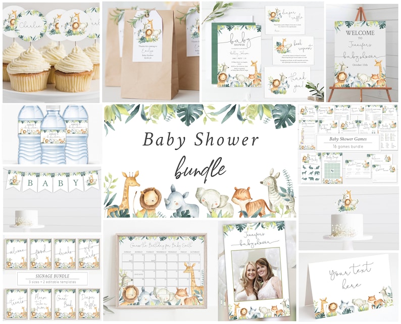 Safari Baby Shower Bundle Printable Jungle Baby Shower Bundle - Etsy