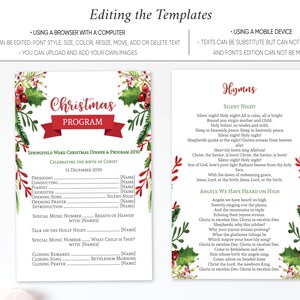Christmas Program Template Editable PDF, Christmas Dinner Program ...