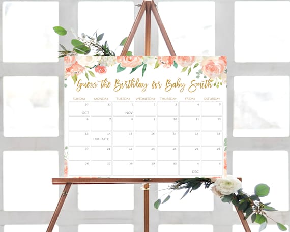 Baby Due Date Calendar Sign Printable Baby Shower Game - Etsy