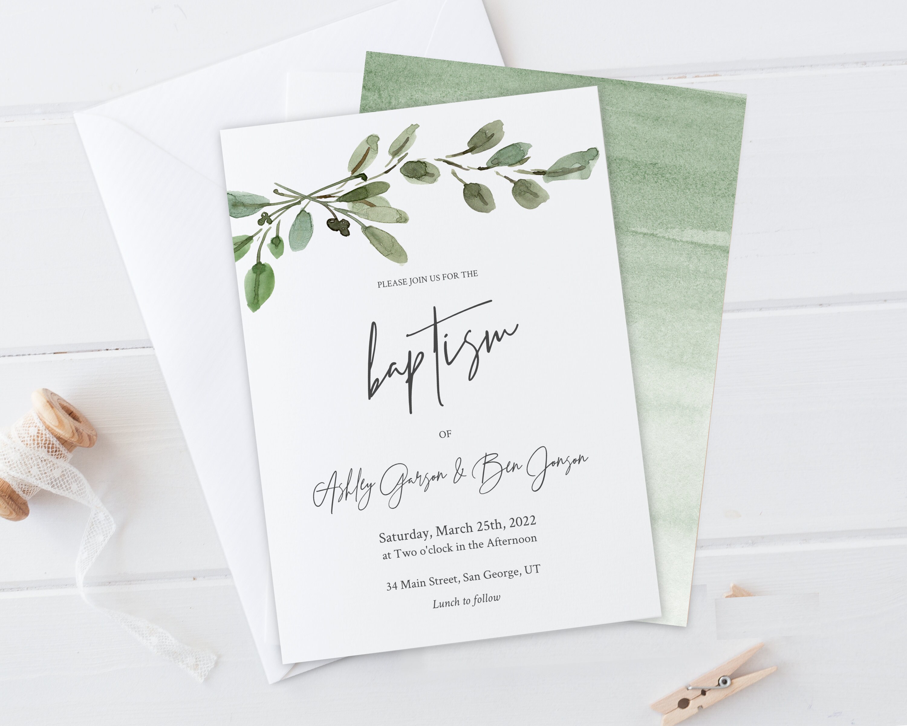 Baptism Invitation Printable Editable Template Corjl LDS | Etsy