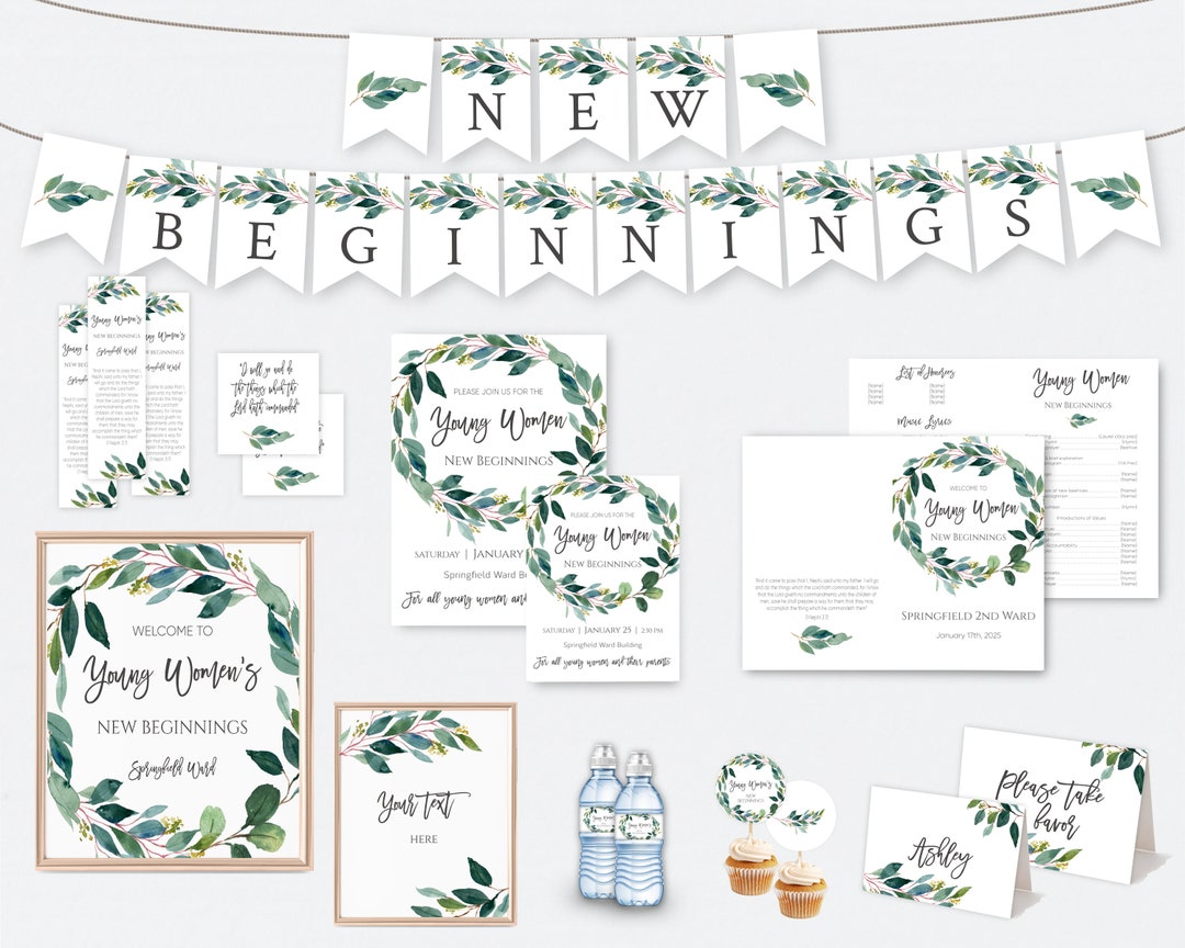 Young Women New Beginnings Bundle LDS YW New Beginnings Printable ...