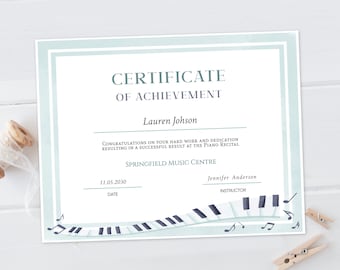 Recital/ Music Achievement Certificate - Etsy