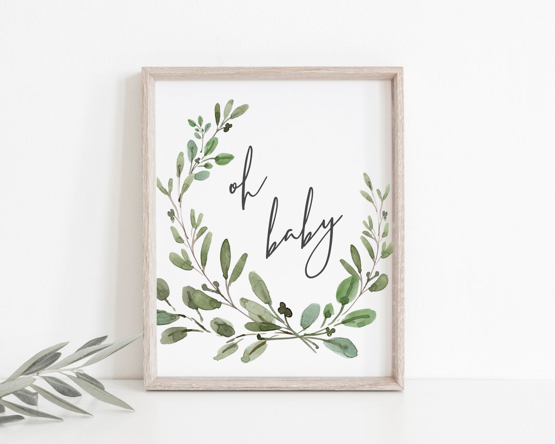 Greenery "oh Baby" Sign, Printable, Baby Shower Sign Decor, Olive ...