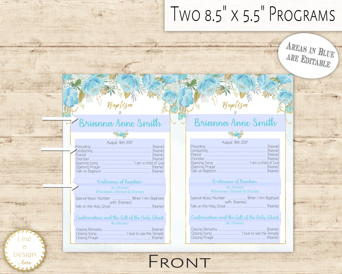 Baptism Program Girl Editable PDF Digital Print for Girl LDS - Etsy Baptism Program Girl Editable PDF Digital Print for Girl LDS - Etsy