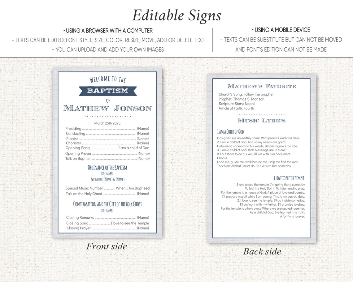 Boy Baptism Program Template: Blue Navy Grey (digital Download) - Etsy