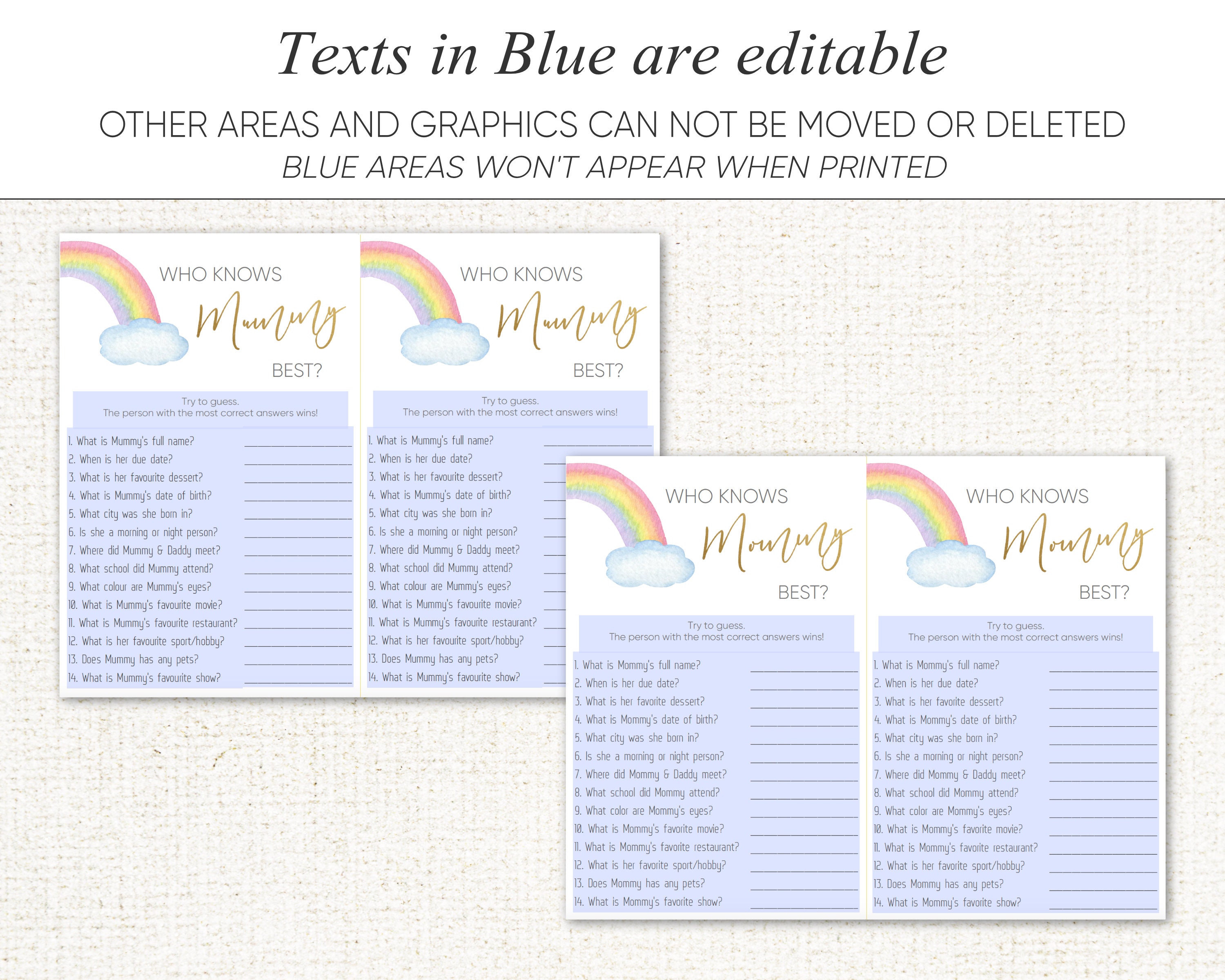 Rainbow Baby Shower Games Bundle Baby Games Printable Editable - Etsy UK