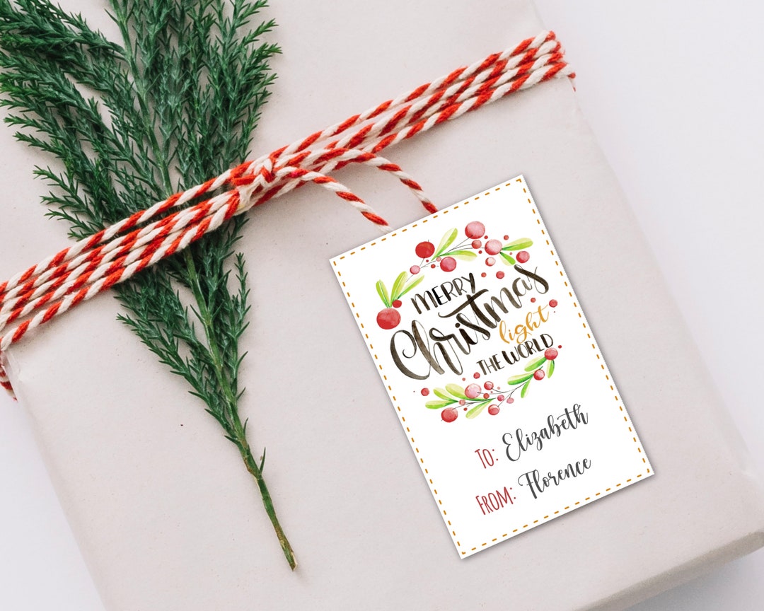 Christmas Gift Tags Printable Watercolorl, Light the World LDS, Instant ...