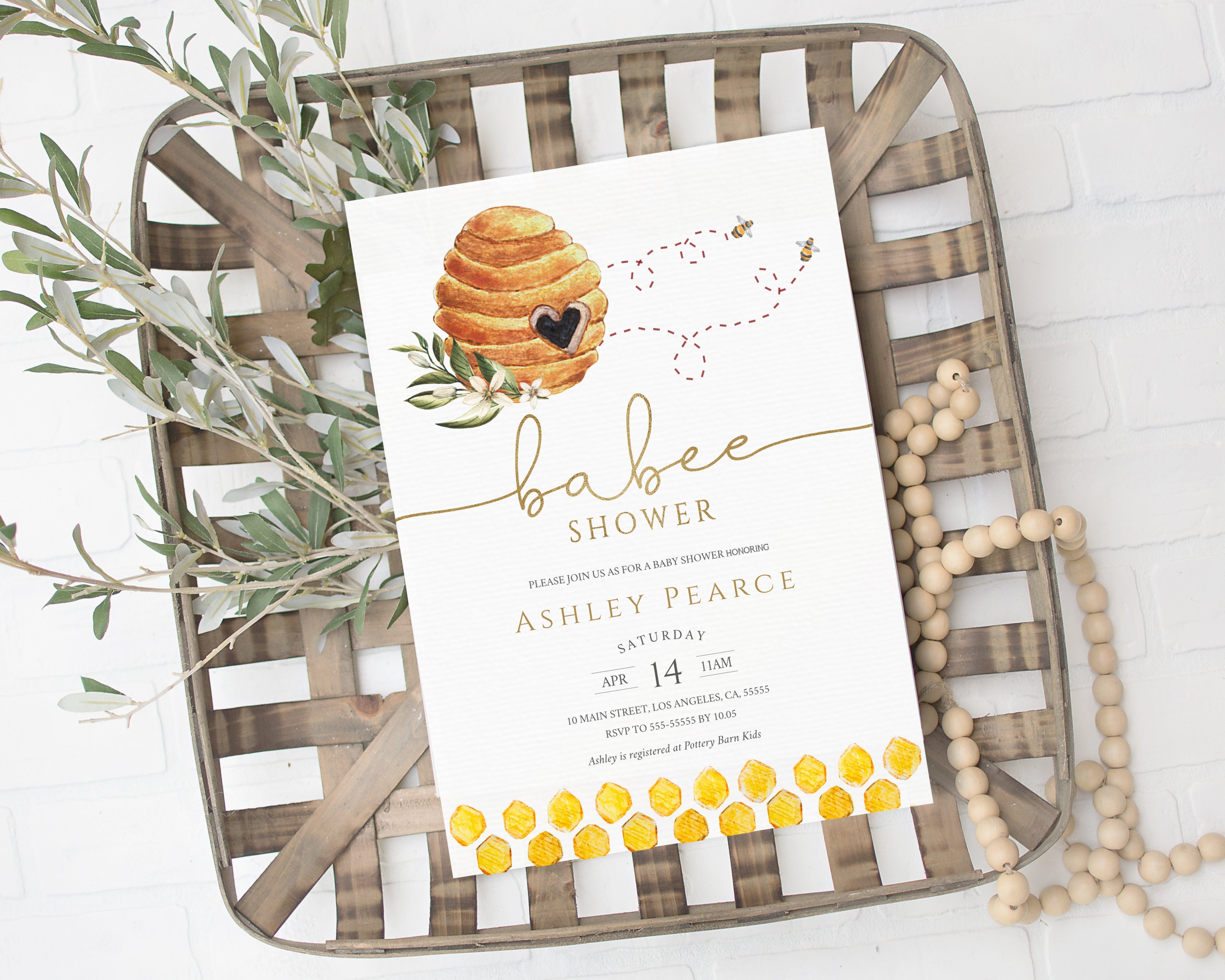 Bee Baby Shower Invitation Printable Bee Hives Babee Shower | Etsy