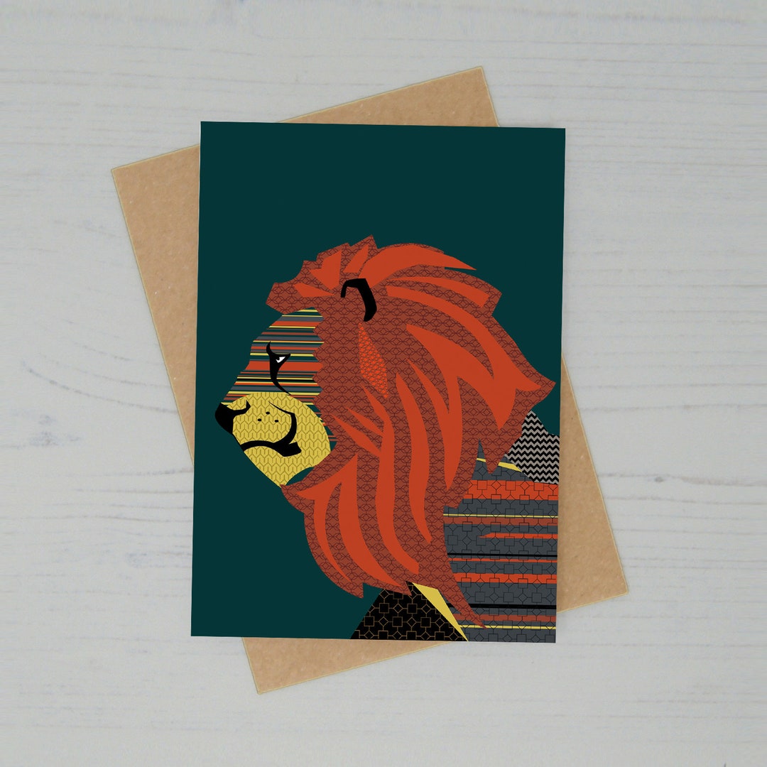 Lion Greetings Card Lion Card Lionking Card Lion Gift Zoo Card Lion Art ...