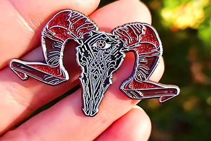 Carved Ram Enamel Pin eye of Ram - Etsy