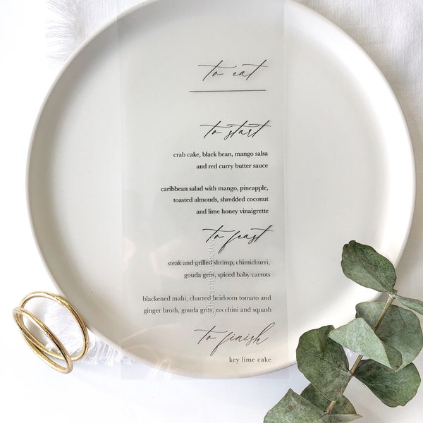 Acrylic Menus - Etsy