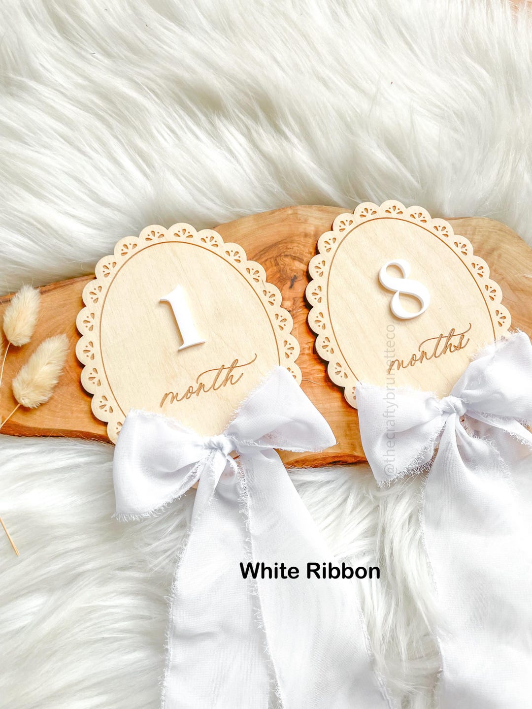 Wooden Lace Monthly Milestones, Oval Lace Monthly Milestones, Vintage ...