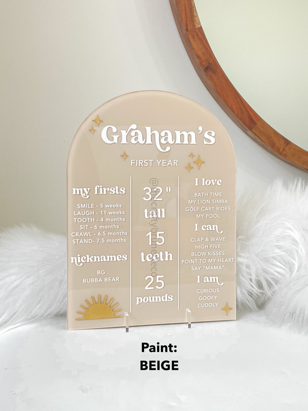 First Year Achievement Board, Baby Milestone Board, First Birthday ...