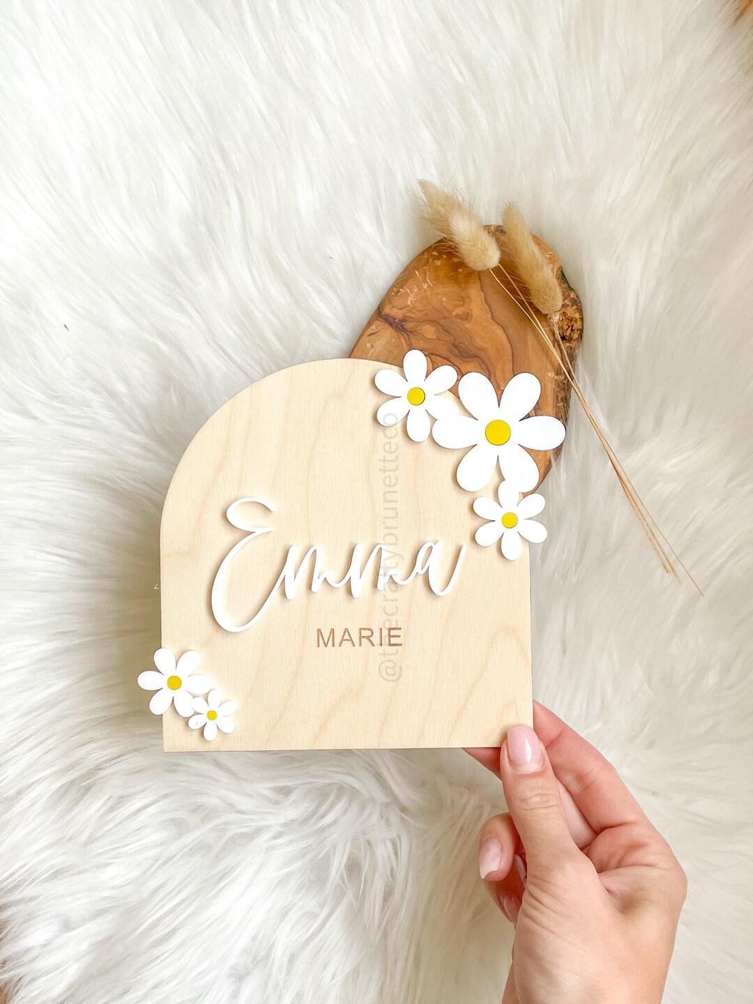 Daisy Baby Name Plaque, Boho Baby Birth Announcement, Acrylic Name ...