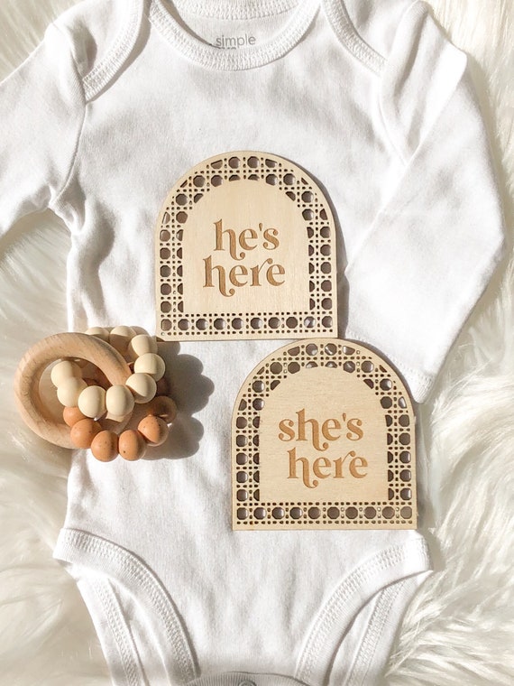 Double Sided Gender Reveal Wood Birth Announcement Engraved - Etsy