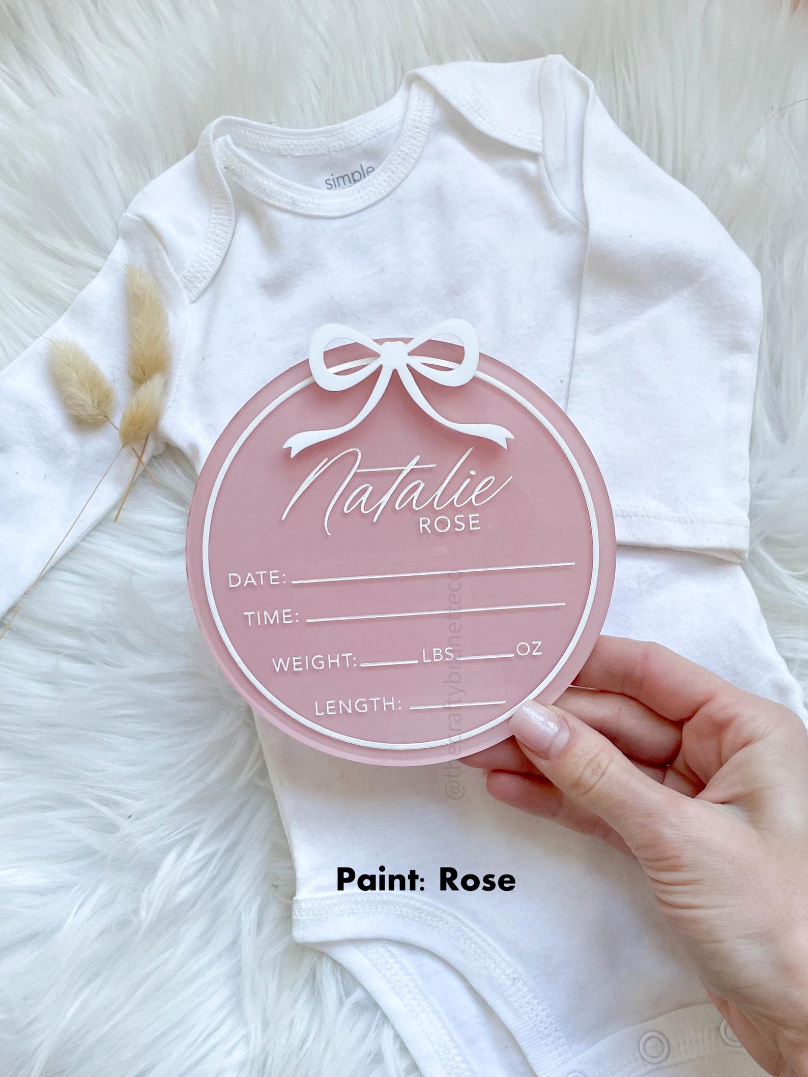 Bow Birth Stat Sign for Baby, Baby Birth Announcement, Acrylic Birth ...