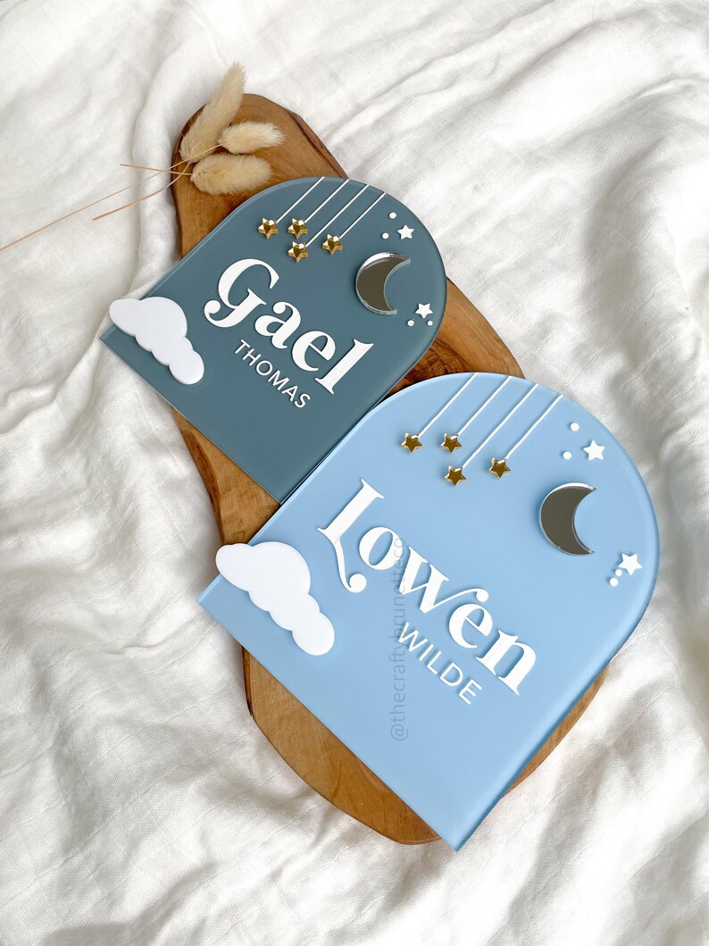 Cloud Baby Name Plaque, Sky Baby Birth Announcement, Acrylic Name ...