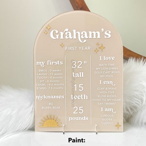 First Year Achievement Board, Baby Milestone Board, First Birthday ...