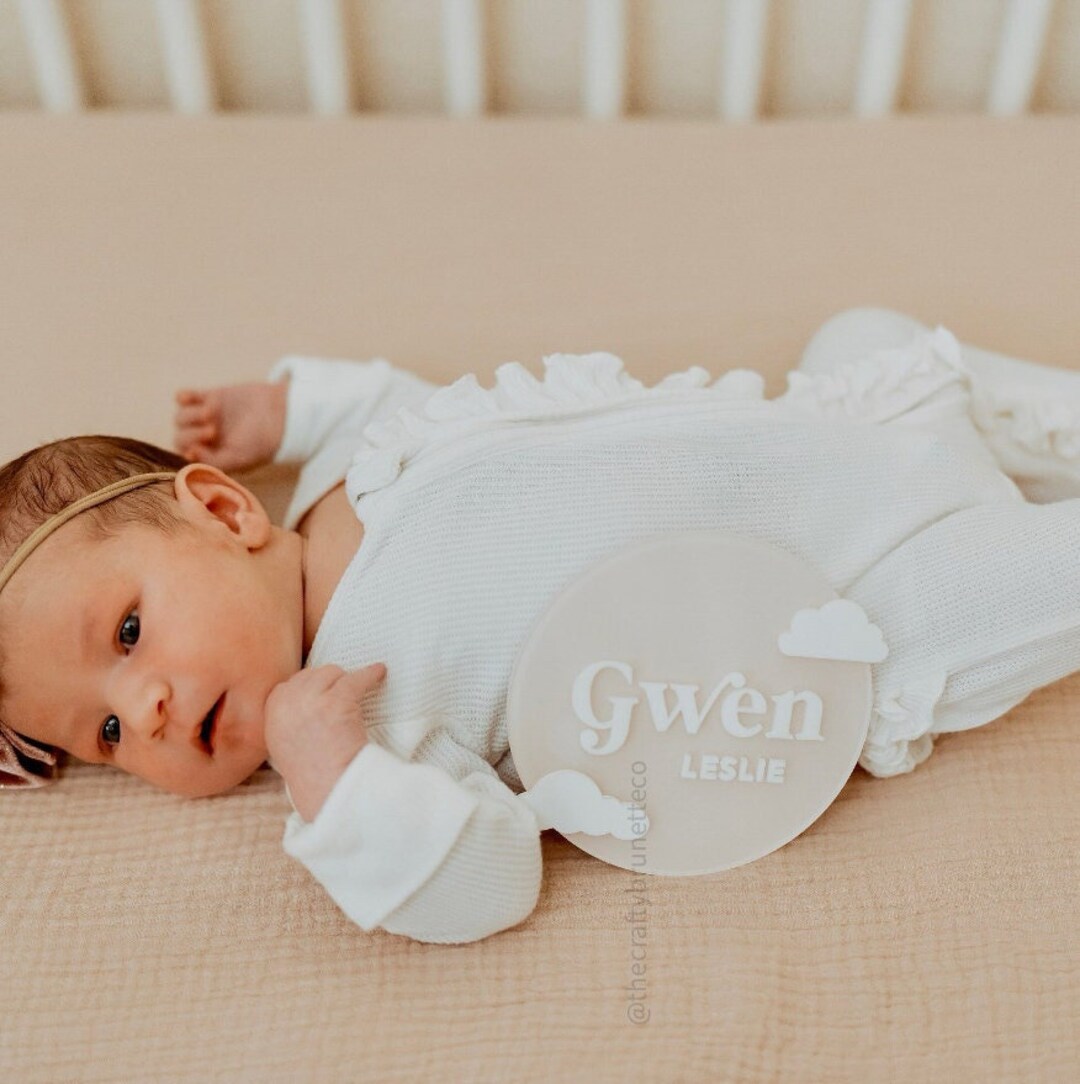 Cloud Baby Name Plaque, Sky Baby Birth Announcement, Acrylic Name ...