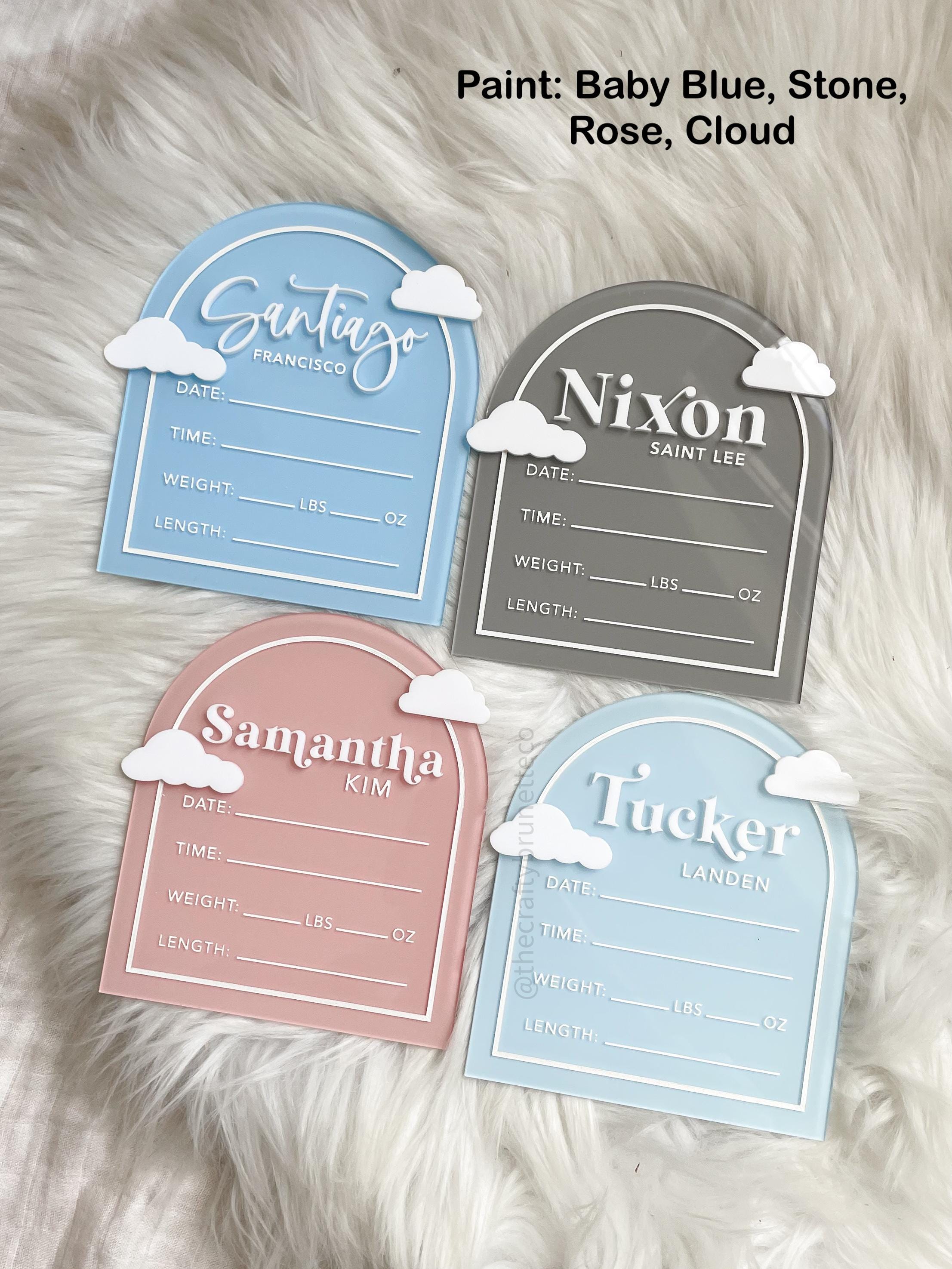Cloud Birth Stat Sign for Baby, Baby Birth Announcement, Acrylic Birth ...