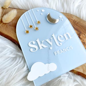 Cloud Baby Name Plaque, Sky Baby Birth Announcement, Acrylic Name ...