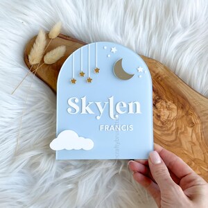 Cloud Baby Name Plaque, Sky Baby Birth Announcement, Acrylic Name ...