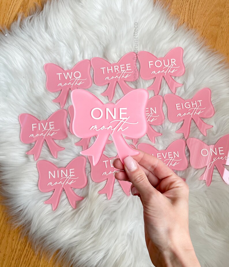 Bow Acrylic Milestone Set, Monthly Milestones, Acrylic Milestone Discs ...