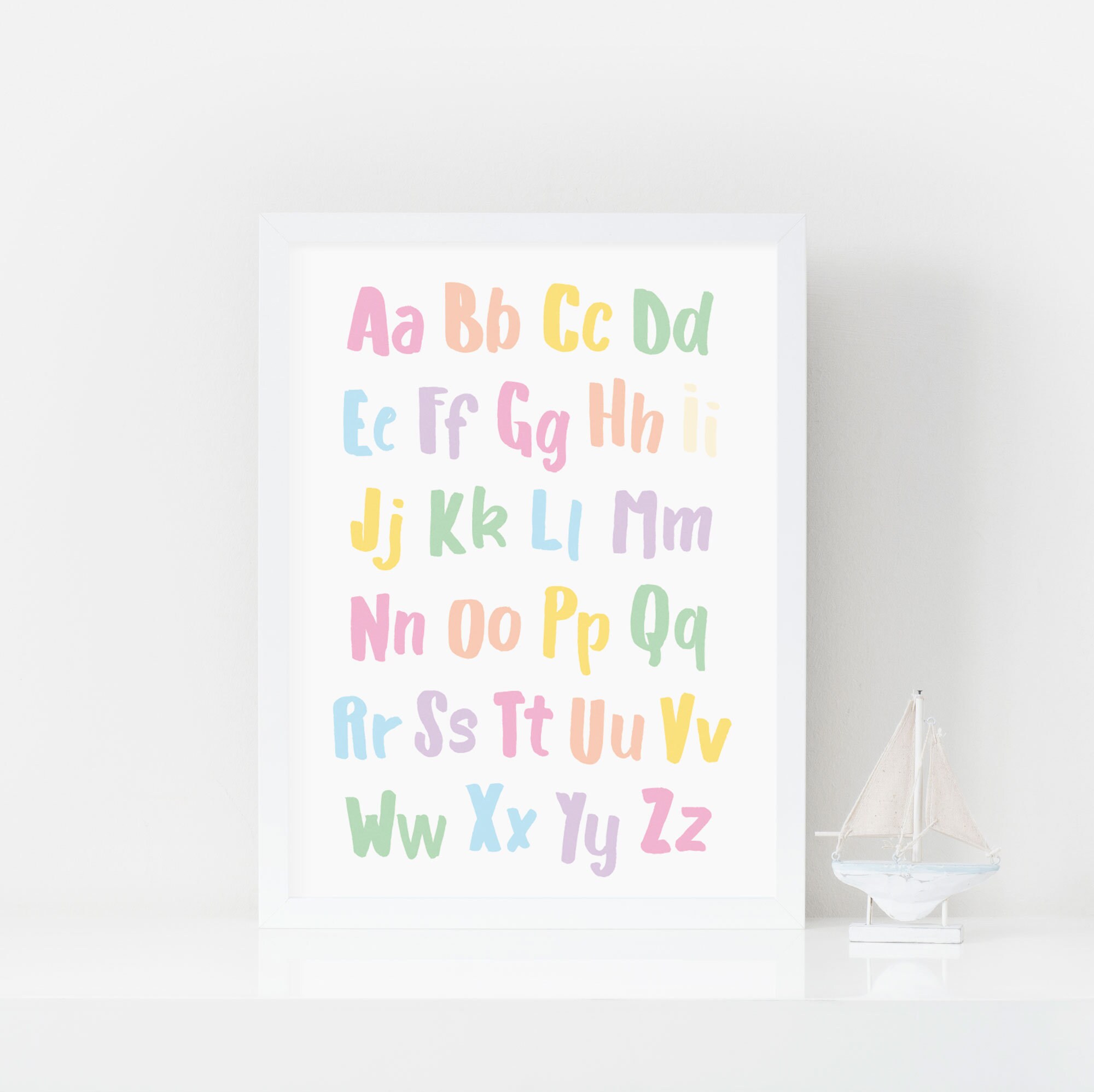 Pastel Rainbow Alphabet Nursery Print Upper and Lowercase - Etsy UK