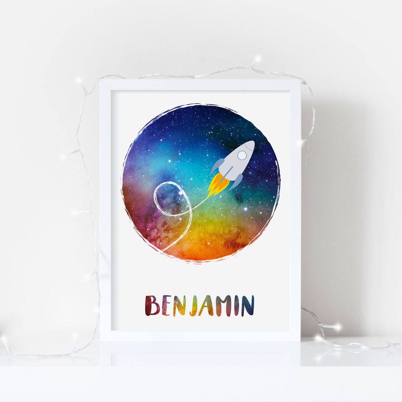Personalised Space Print Space Nursery Decor Rocket Print | Etsy