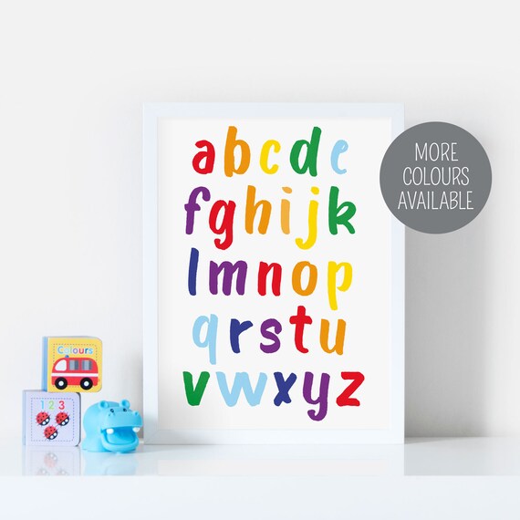 Rainbow Nursery Alphabet Print Lowercase Alphabet Poster | Etsy