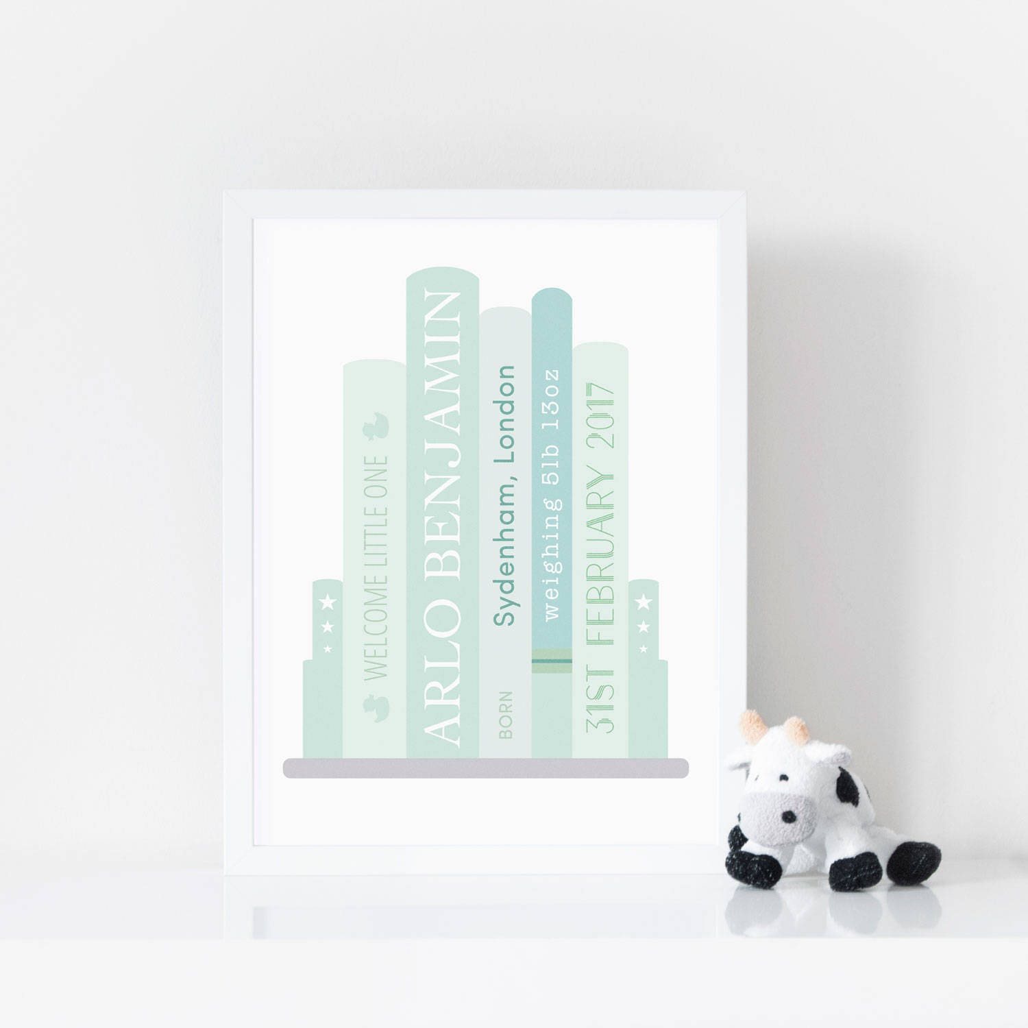 Art & Collectibles Prints A3 Personalised Baby Boy Birth Information ...
