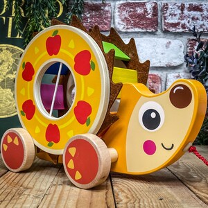 Personalised Pull Along Hedgehog Shape Sorter Toy - Laser Engraved With Child's Name - Suitable ...
