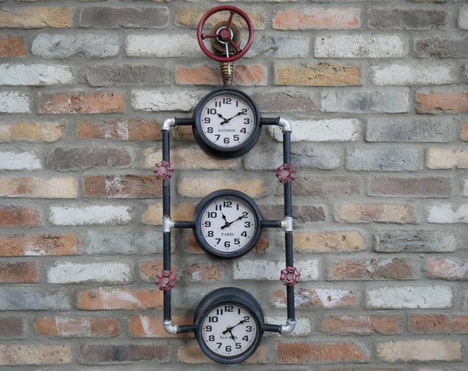 Wonderful Pipe Design Triple Wall Clock Ideal for Industrial Loft ...