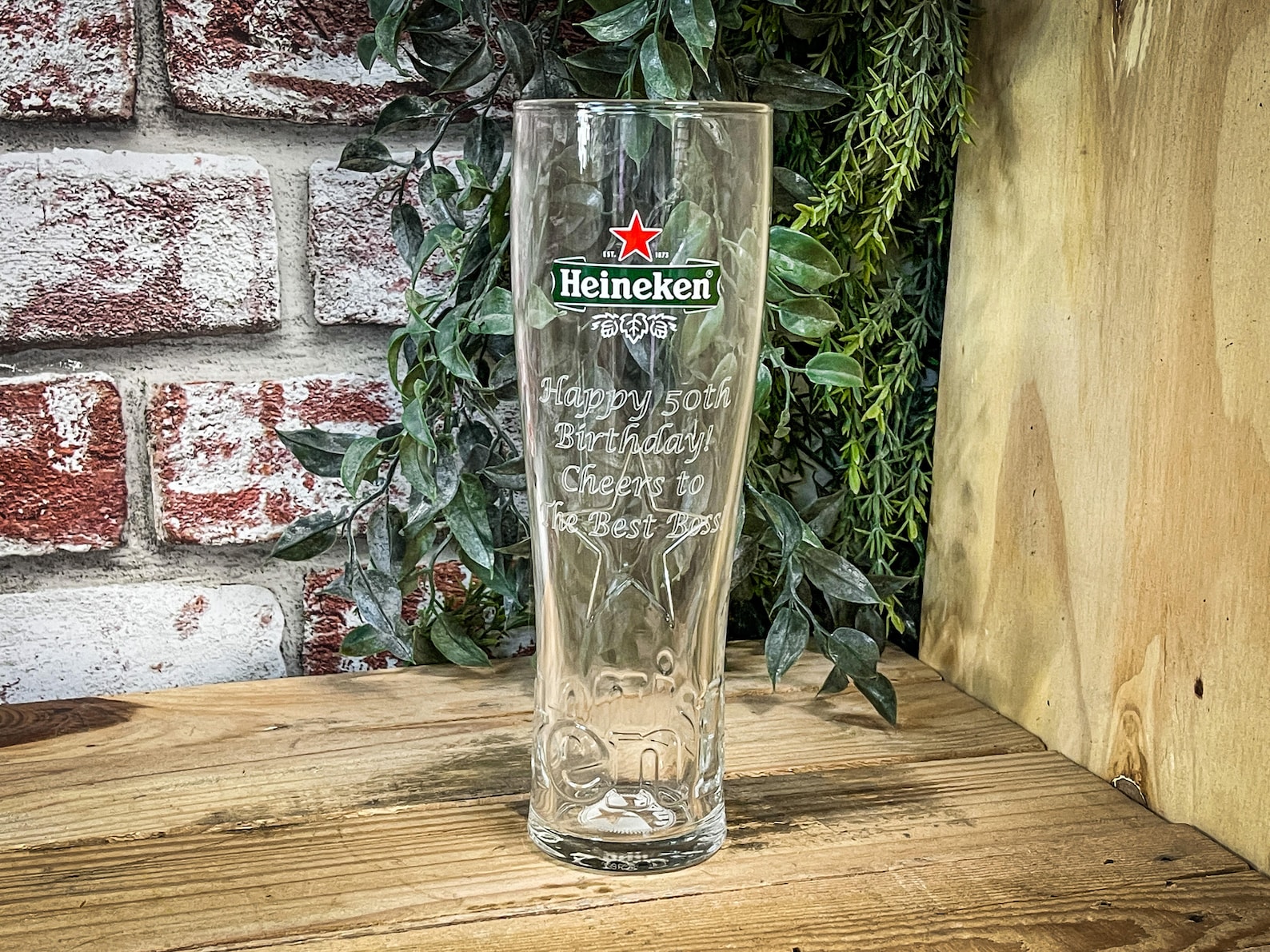 Engraved Heineken Pint Glass. Personalised With Your Message. Great for ...